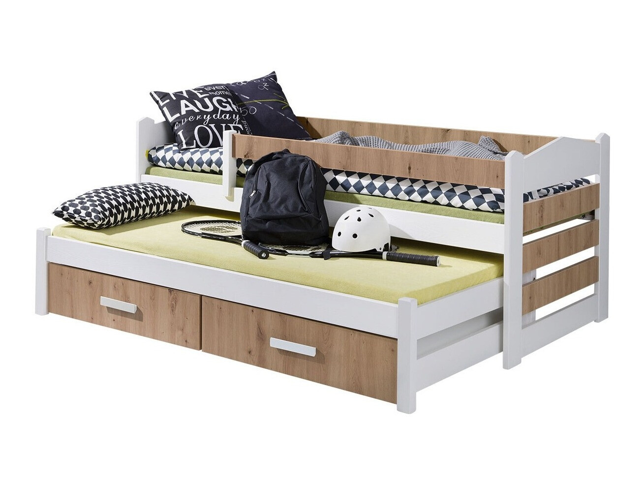 Cama Henderson 139 (Branco + Carvalho Artisan) - Camas | Moveis.pt