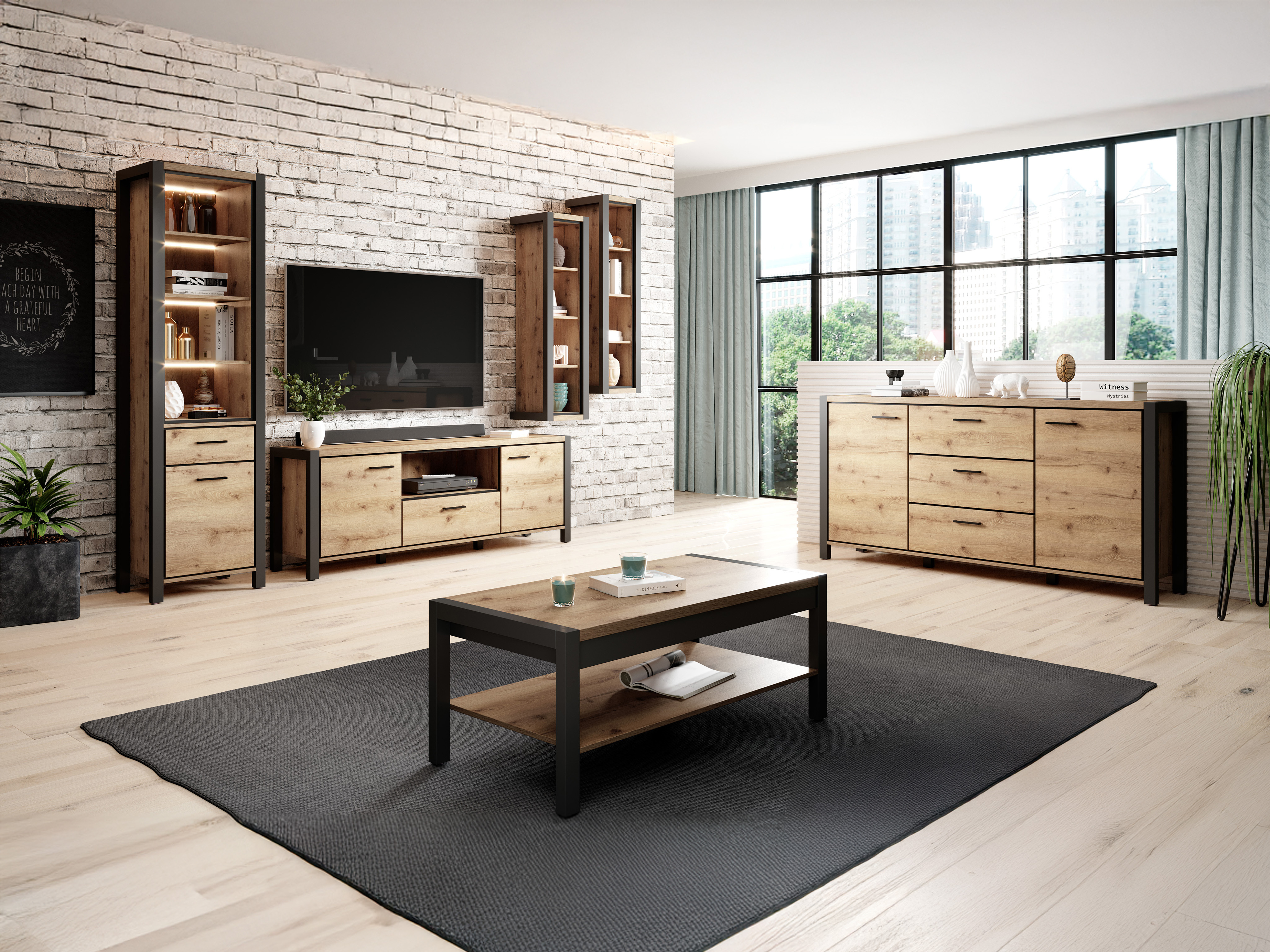 Conjunto para sala de estar Austin AT112 - Mobiliário para sala de ...