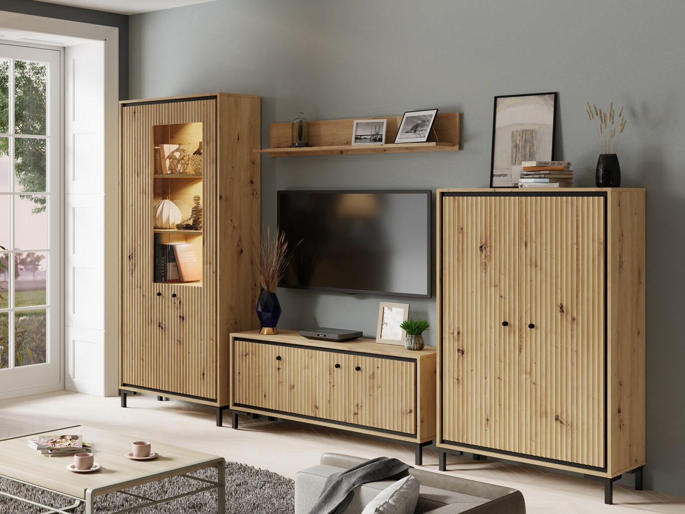 Conjunto para sala de estar Reno J107 (Carvalho Artisan) - Mobiliário ...